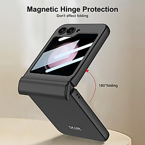 DOOTOO for Samsung Galaxy Z Flip 5 Case Magnetic Hinge Protection Cover with Screen Protector All-Inclusive Shockproof Case for Galaxy Z Flip 5 (2023) (Black)