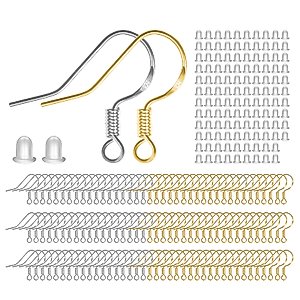 925 Sterling Mixed Earring Hooks 120 PCS/60 Pairs Hypoallergenic Ear Wires Fish Hooks for Jewelry Making, Jewelry Findings Parts with 120 PCS Rubber Earring Backs Stopper for DIY Earrings