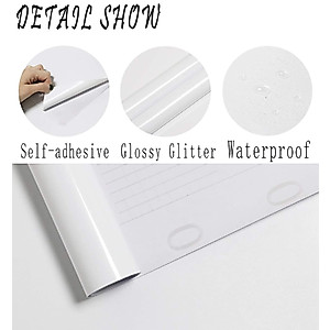 Toduso 15.8''×118.1'' White Contact Paper Shiny Countertop Contact Paper for Cabinets Glossy Contact Paper Furniture Self Adhesive Kitchen White Wallpaper Drawer Liner Waterproof Easy to Clean