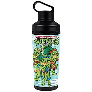 Teenage Mutant Ninja Turtles TMNT OFFICIAL Turtle Group 18 oz Insulated Water Bottle, Leak Resistant, Vacuum Insulated Stainless Steel with 2-in-1 Loop Cap