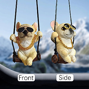 Zufoty French Bulldog Car Hanging Ornament, Mirror Accessories, Interior Decor for Men & Women