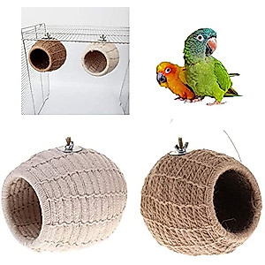 Litewoo Bird Breeding Nest Warm Rope Bed House for Small Medium Bird Parrot Parakeet Conure Cockatiel Canary Finch Lovebird Budgie (D: Hemp Rope)