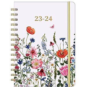 Planner 2023-2024 - Academic Planner 2023-2024, Jul.2023 - Jun.2024, 2023-2024 Planner, 2023-2024 Planner Weekly & Monthly with Tabs, 6.4" x 8.5", Hardcover + Back Pocket + Twin-Wire Binding, Daily Organizer - Flowers