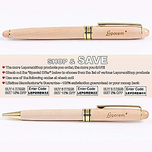 Ballpoint Pens - Handcrafted Twist to Open Wooden Ball Pen and Luxurious Smooth Writing Classic Executive Business Elegant Signature Gel Pen with Cap, Set of 2 in Luxury Wooden Gift Box by Leporem