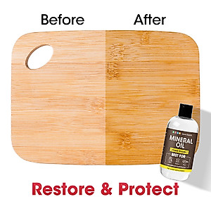 AZEN 16oz Mineral Oil, Food Grade Cutting Board Oil, Food Grade Mineral Oil, Mineral Oil for Wood Cutting Board, Butcher Block Oil to Protect and Restore All Wood (with Brush)