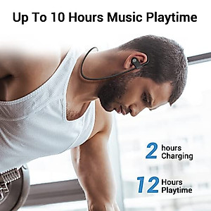 NEBONS Bluetooth Headphones, Running Wireless Sport Earbuds, V5.0 IPX7 Waterproof, HiFi Bass Stereo Sweatproof Earphones W/Mic, 12 Hours Play time, Noise Cancelling Headset for Workout,Gym, Blackgrey