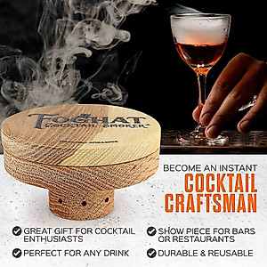 The Foghat Cocktail Smoker and Old Fashioned Smoked Cocktail Kit with Torch and Butane Refill - Bourbon Barrel Oak Wood Chips and 5 Singlez Bar Old Fasioned Mix Packets - Whiskey Smoker Kit For Drinks