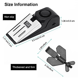 Portable Door Lock and Door Stop Alarm, Winspeed Dual Protection Security Door Locks Devices for Home Apartment Traveling Hotel (2 Pack), Black, 5.5 x8 x 1.6 inch