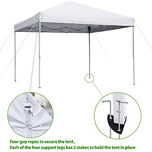 ZENY 10x10 Pop Up Canopy Tent Easy Set-up Outdoor Patio Canopy Adjustable Straight Leg Heights Instant Shelter with Wheeled Bag, Ropes