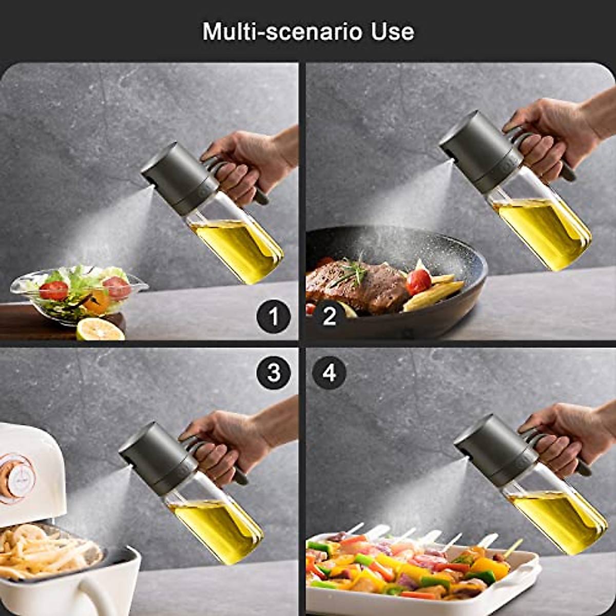 Qenqyeen,Oil Sprayer for Cooking,8.5oz Glass Oil Spray Bottle Mister,Cooking Oil Sprayer,Olive Oil Sprayer Oil Dispenser,Kitchen Gadgets Accessories for Air Fryer, for Salad Making, 250ml