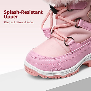 DREAM PAIRS Girls Toddler Snow Boots Slip Resistant Faux Fur Lined Mid Calf Little Kids Winter Shoes,Size 5 Toddler,Pink,SDSB2221K