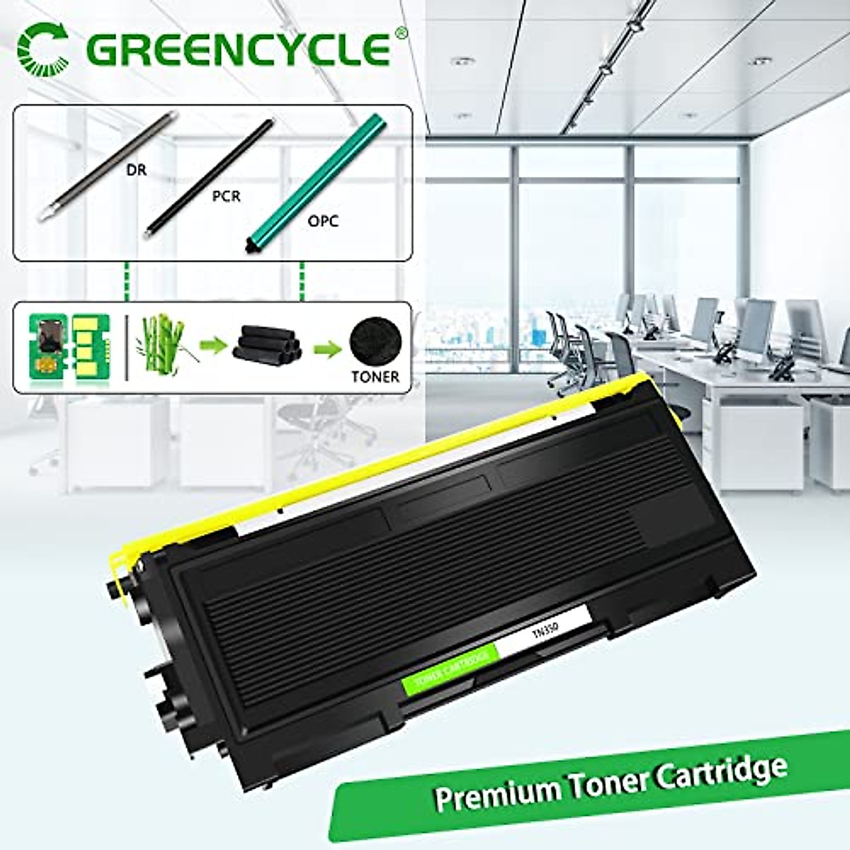 greencycle 3 Pack TN350 TN-350 Black Toner Cartridges Replacement Compatible for Brother MFC-7420 MFC-7820n DCP-7020 Printers