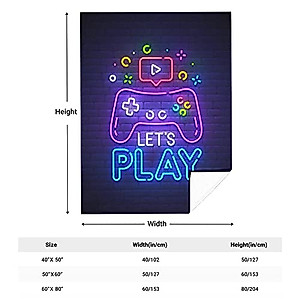 Guhothli Flannel Fleece Throw Blanket Super Soft Microfiber Blanket Fluffy Bed Plush Blanket Throw, Let's Play Funny Video Game Cozy Couch Blanket for All Seasons, 50x40 inches