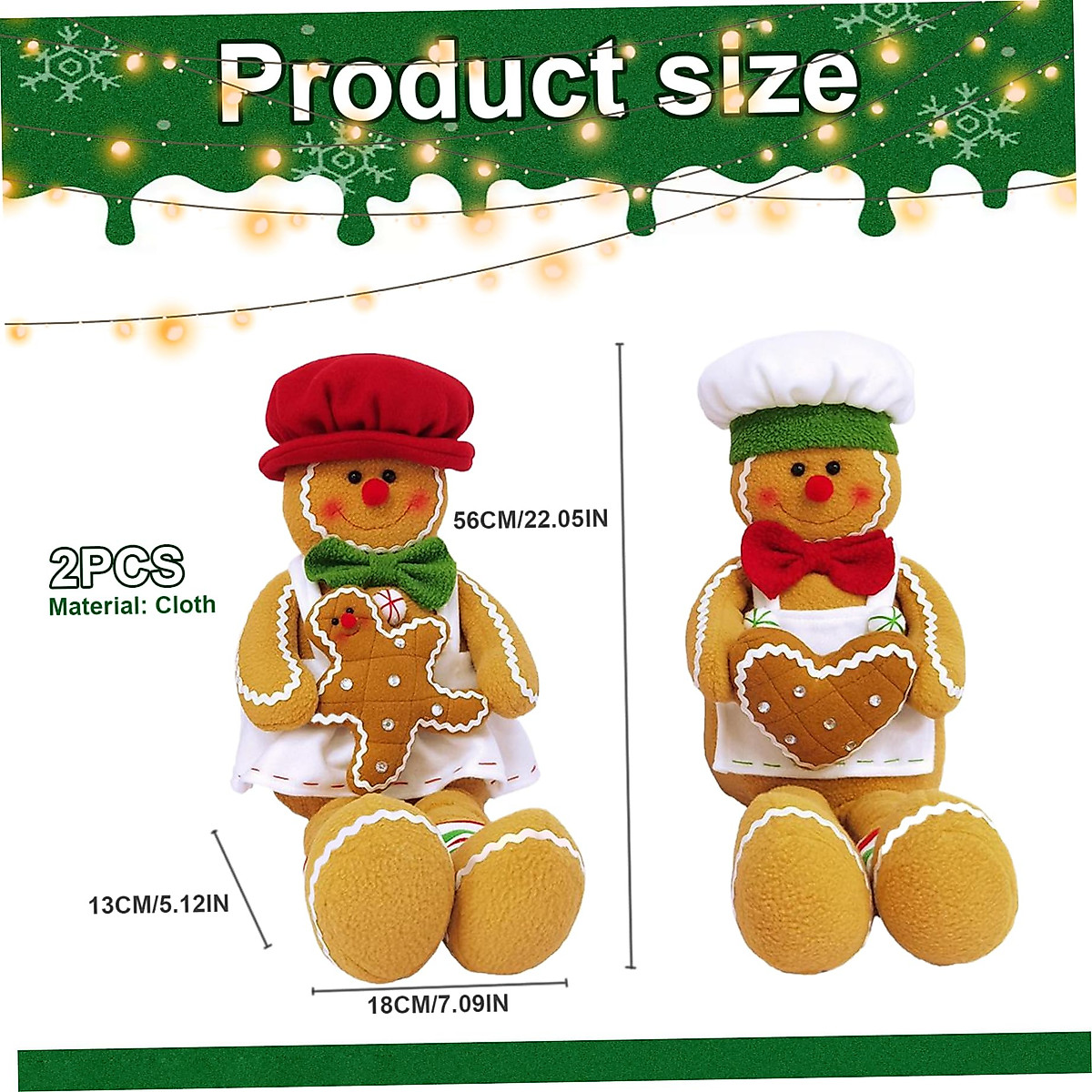 DAGLLGEW Gingerbread Man Plush 2Pcs Christmas Gingerbread Pillow Stuffed Cute Gingerbread Man Plush Toys Gingerbread Christmas Decorations Gifts for Christmas