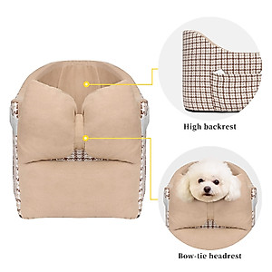 Doggie Car Seat - Booster Seat for Small Dogs 0-15 Ibs (Brown)