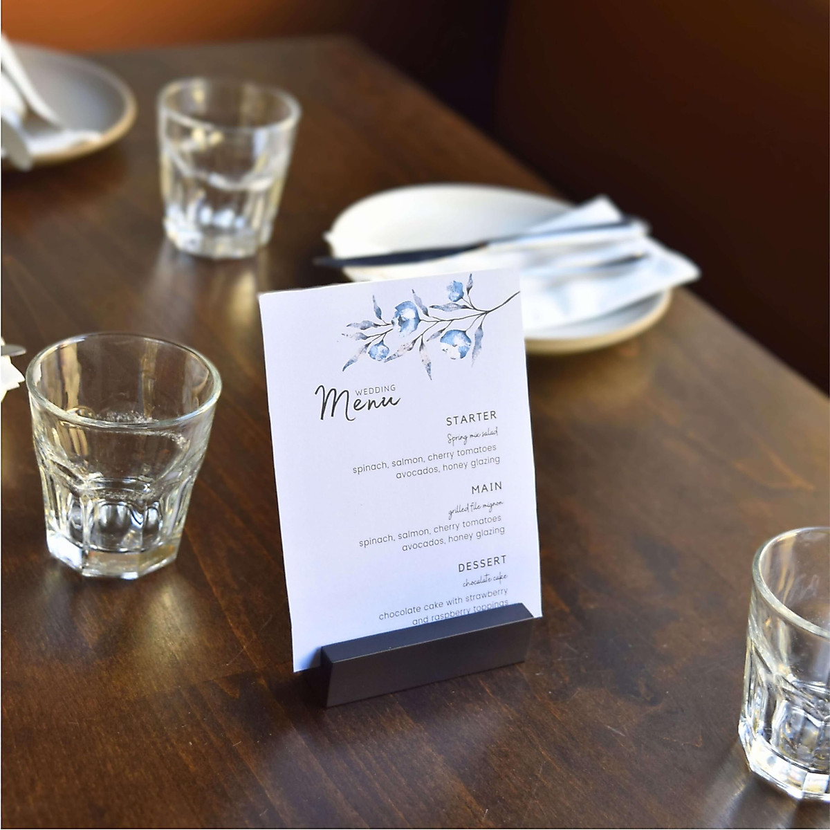 Gardna 20 Pack 4 X 1 X 1 inches Black Wood Place Card Holders, Premium Beech Wood Table Number Holders for Weddings, Parties, Events, Table Sign Holders, Photos, Menu Cards, and Displays