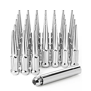 Orion Motor Tech 14mmx1.5 Lug Nuts Chrome 32 Piece, M14x1.5 Spike Lug Nuts Wheel Accessories Compatible with Chevy Ram Ford GMC