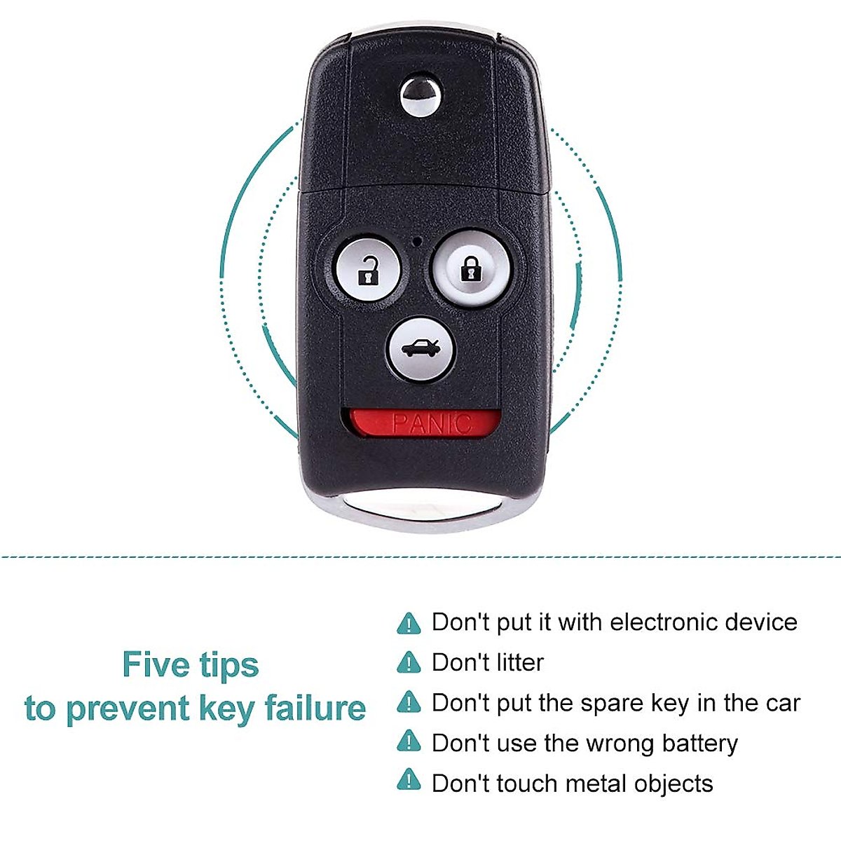 SELEAD Flip Key Fob 4 Buttons Keyless Entry Remote Key SHELL CASE fit for 2007-2014 Acura MDX RDX TL TSX ZDX Accord Antitheft Keyless Entry Systems IYZFBSB802 1pc US Stock