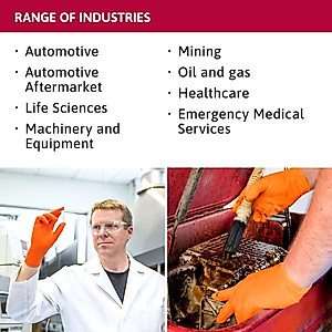 Ansell Microflex Blaze N48 7mil Disposable Nitrile Gloves w/Extended Cuff for Automotive, Oil, Mining - XX-Large, Orange (Box of 100)