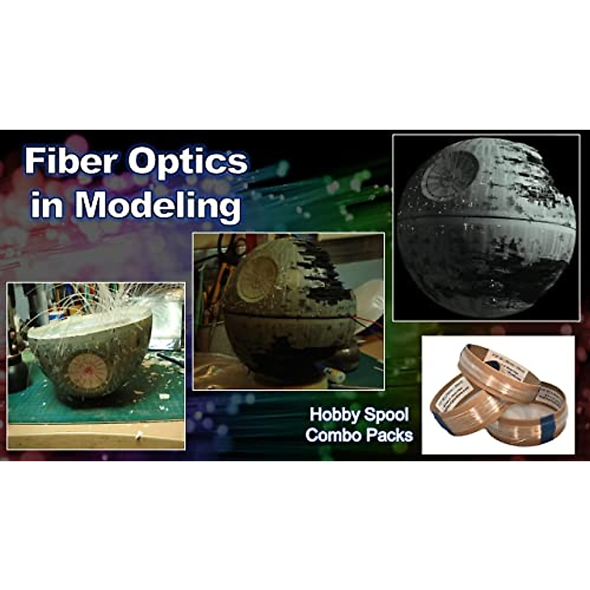 Fiber Optic Lighting Filament & LED Illuminator for Crafts & Modeling: Hobby Spool Combo Pack 200