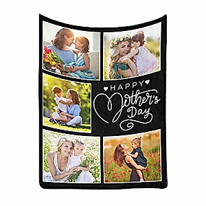 MyPupSocks Customized Mom Blanket with Photos for Mother's Day, Personalized Happy Mother's Day Throw Blanket Custom Picture Decorative for Women Mom from Daughter Son 30x40