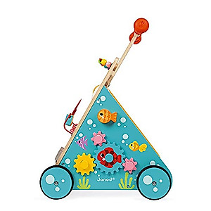 Janod Wooden Activity Baby Walker Cat - 21.1" Tall - Ages 12 Months+ - J08005