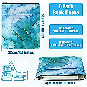 6 Pcs Book Protector Hardcover Pouch Sleeves with Zipper Book Cover for Book Lovers Washable Fabric Book Protector Pouch for Paperbacks Book Lovers Gifts, Medium 11 x 8.7 Inch(Quicksand with Glitter)