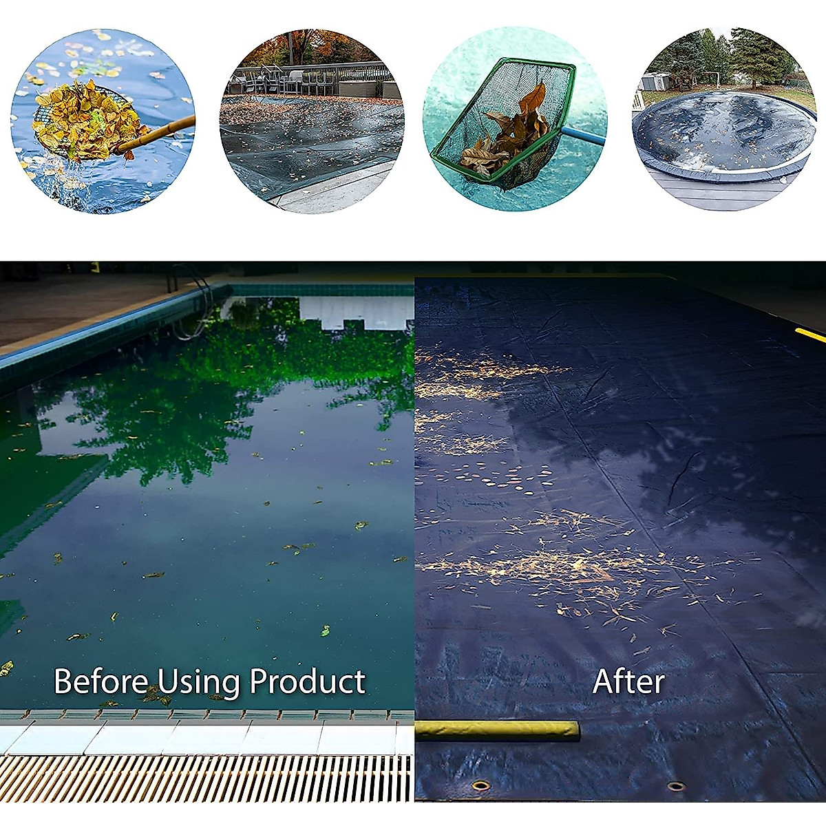 ColourTree 16’ x 32' Premium Rectangle Blue Winter Swimming Pool Cover Tarp Safety Heavy Duty, Waterproof, UV Resistant (Cover Size: 20' x 36'/ 4 ft.Overlap) ◆We Customize Size◆