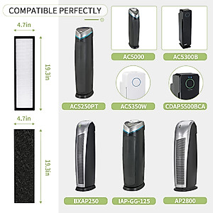 Nisreen FLT5250PT Replacement Filter Compatible with Germ-Guardian Filter C Pet HEPA Filter Air Pu-rifier AC5250PT AC5000E AC5300B AC5350W AC5350B CDAP5500 and More, 2 HEPA and 6 Pre-Filter