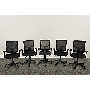 Alera ALEELT4214F Elusion II Series 275 lbs. Capacity Mesh Mid-Back Swivel/Tilt Chair with Adjustable Arms - Black