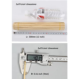 Natural Bamboo Skewers-200 pcs/pack-Φ=0.16 inch (4 mm)-L=12 Inch (300 mm) for BBQ, Appetiser Fruit, Cocktail, Kabob, Kebabs, Marshmallow, Grilling, Barbecue, Kitchen, Crafting, DIY Miniature