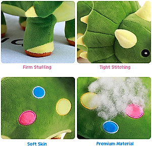 Dinosaur Plush Toy, 16" Stuffed Animal Triceratops Throw Plushie Pillow Doll, Soft Green Fluffy Friend Hugging Cushion - Present for Every Age & Occasion