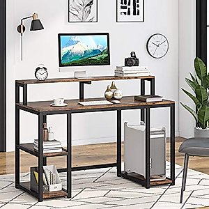 Tribesigns Computer Desk with Storage Shelves, Industrial Writing Desk, PC Desk Table Study Workstation for Home Office