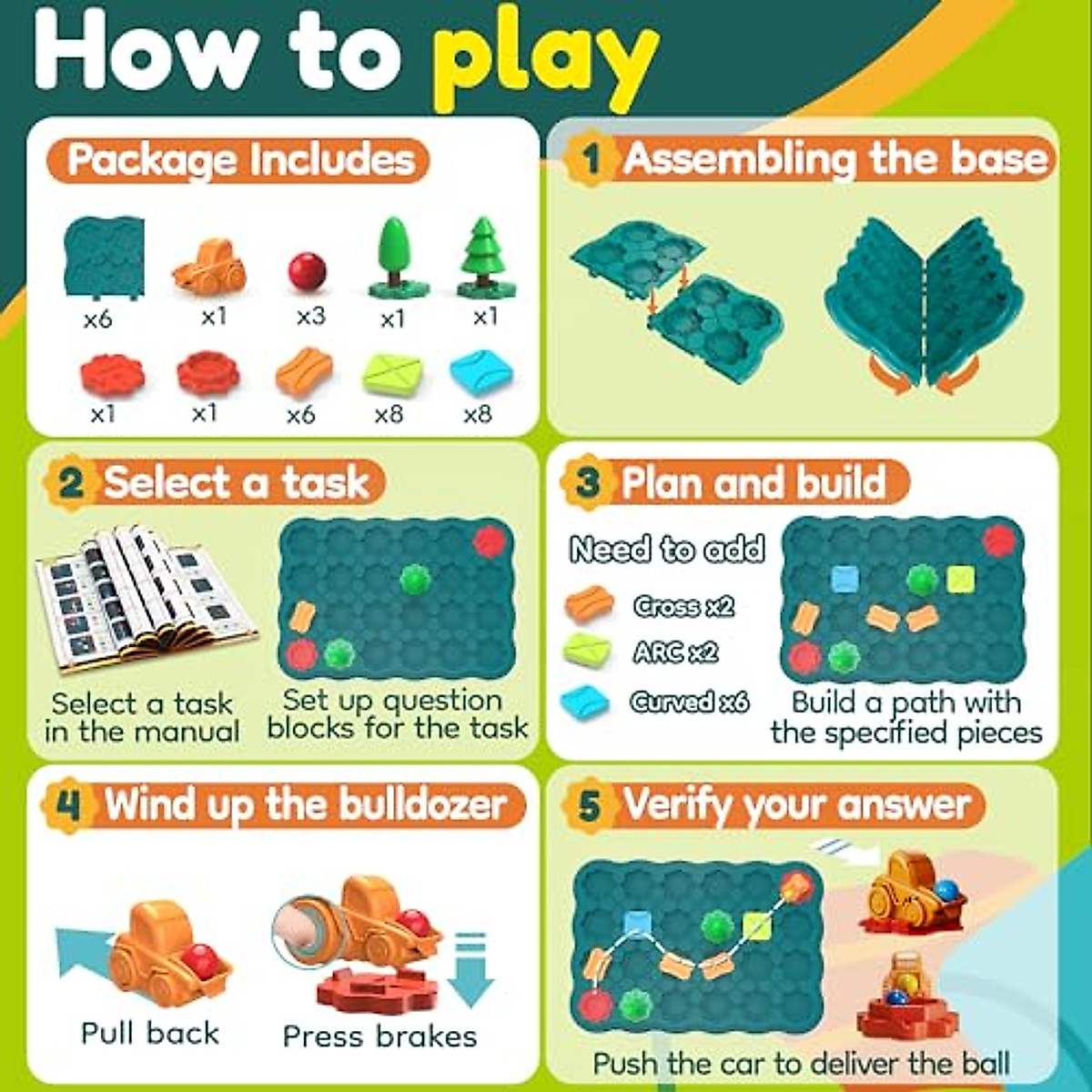Kids Toys STEM Board Games - Logic Road Builder Brain Teasers Puzzles for 4 5 6 7 Year Old Boys Girls, Educational Montessori Birthday Gifts for Ages 4-8 Preschool Classroom Learning (38 PCS)