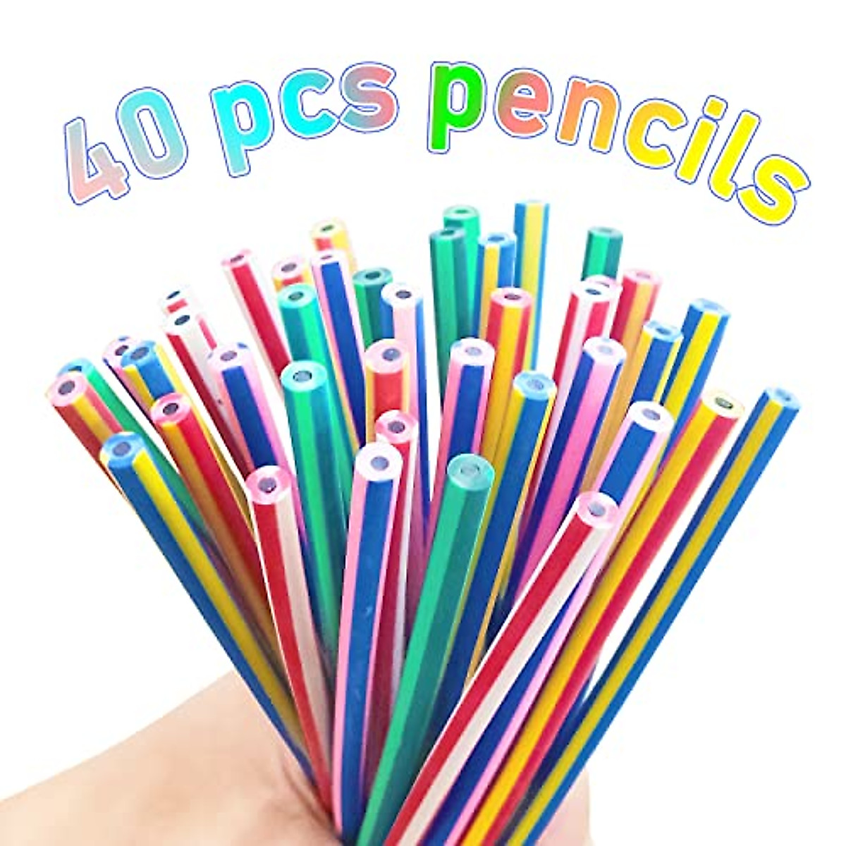 Xilanhhaa 40 Pack Flexible Bendable Pencils,7 Inch Colorful Magic Soft Pencil with Eraser,Bendy Pencil for Children,Kids,School Supplies,Party Favor,Gifts