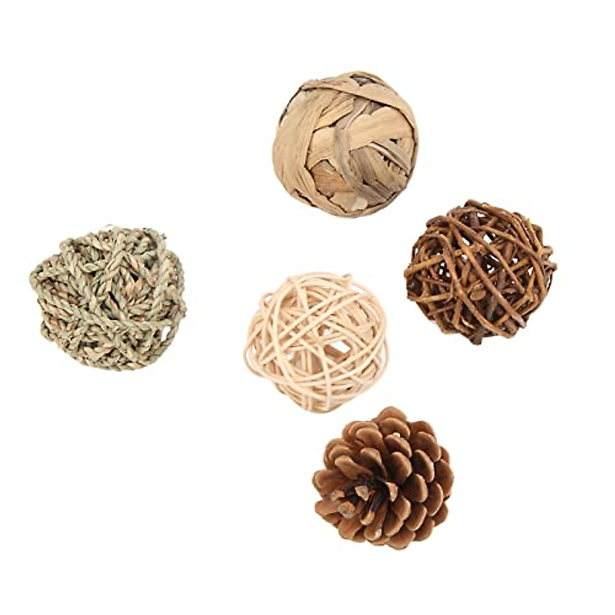 Hztyyier Bunny Chew Toy Rattan Ball Straw Rope Pine Cone for Pets Rabbits Birds Hamster Chinchilla