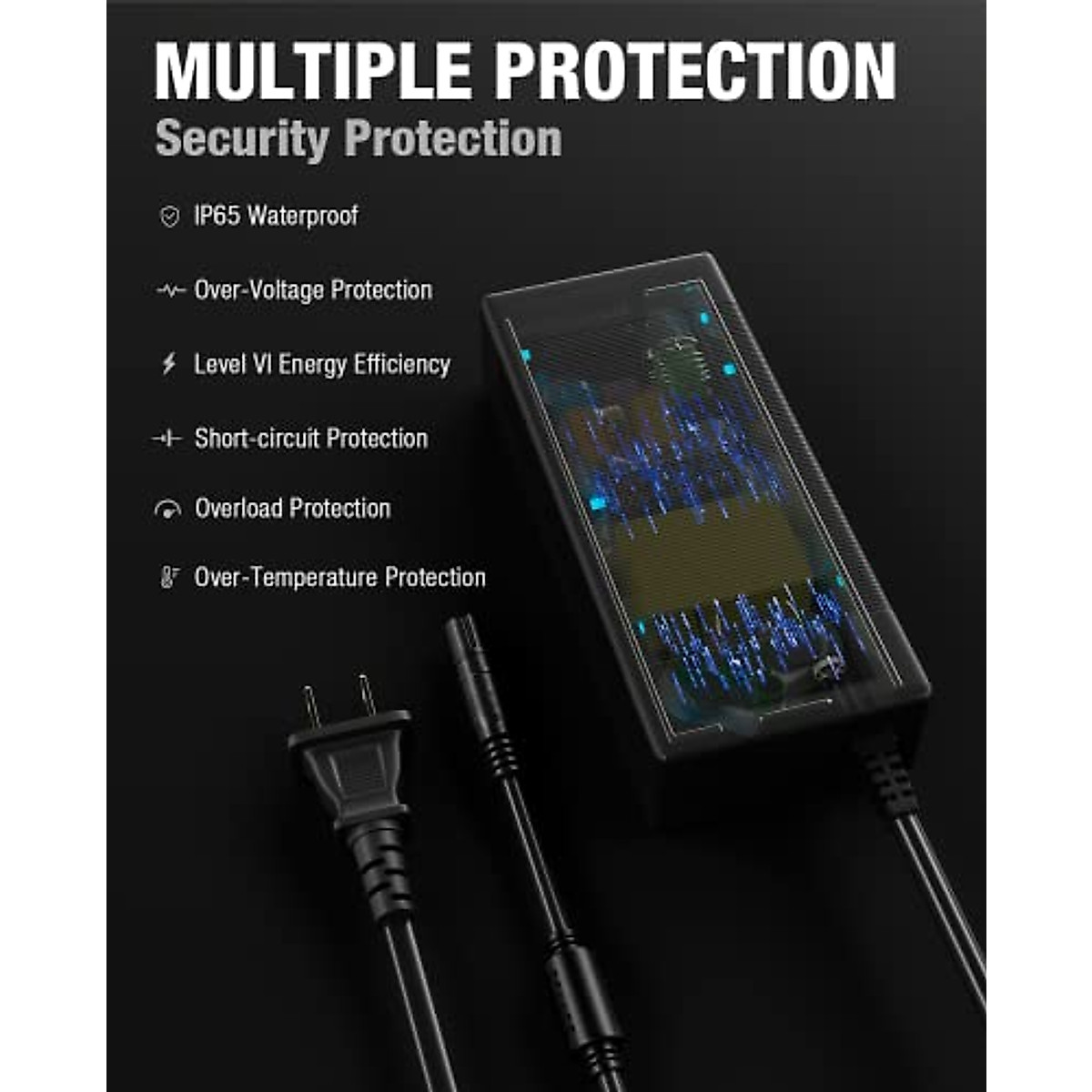 stio 4 Prong Charger for Ninebot S/S-MAX/Mini PRO/Mini lite, 63V 2A Power Supply Compatible with Ninebot by Segway Go Kart Kit,Gokart PRO 4 Pin Notched Connector Lithium Battery Charger Power Adapter