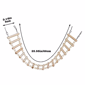 Rats Ladder Bridge Toy, Natural Wooden Bird Ladder Bridge Toy, Hamster Rats Climbing Toys, Cage Accessories for Bird Parrot Hamster Cockatiel Sugar Gliders (18 Ladders)(25.98x3.14 Inches)