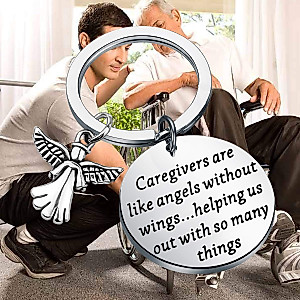 LQRI Caregivers Gifts Daycare Nurse Gift Caretakers Gift Caregivers are Like Angels Without Wings Helping Us Out With So Many Things Babysitter Nanny Caregiver Appreciation Gift (sliver)
