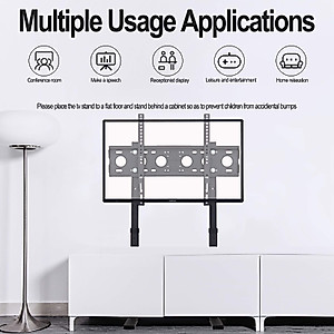 unho Universal Against The Wall TV Stand Floor: Free Standing Mount Stand with Height Adjustable Bracket for TV Bench Compatible with 32-65 inch Flat Panel LED LCD Plasma Screens (Black)