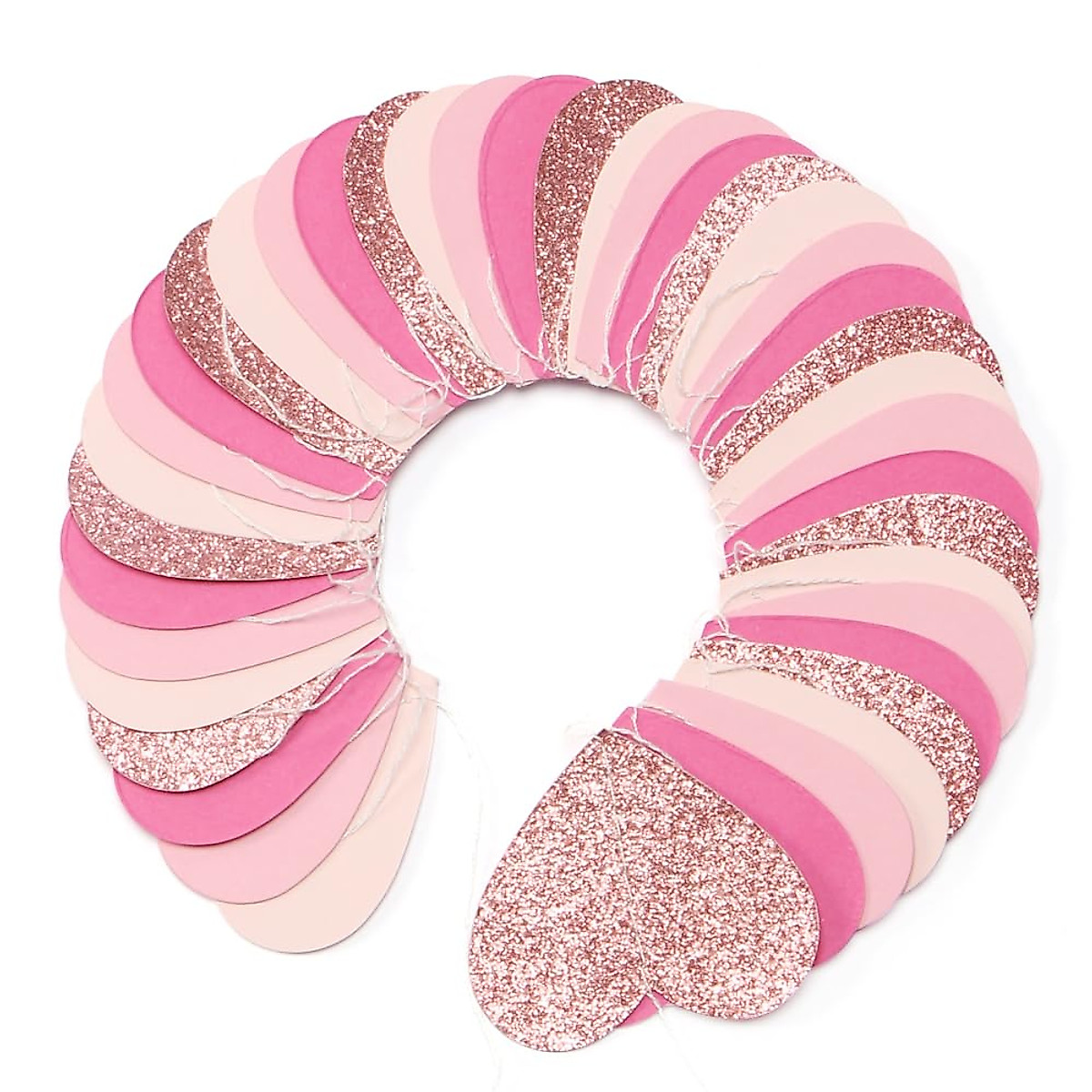 Hot-Pink Rose-Gold Party Decorations Heart-Garland - 52ft Wedding Bridal Shower Hanging Decoration Streamers Banner,Baby Girl Birthday Bachelorette Engagement Mohters Valentines Day Decor Panduola