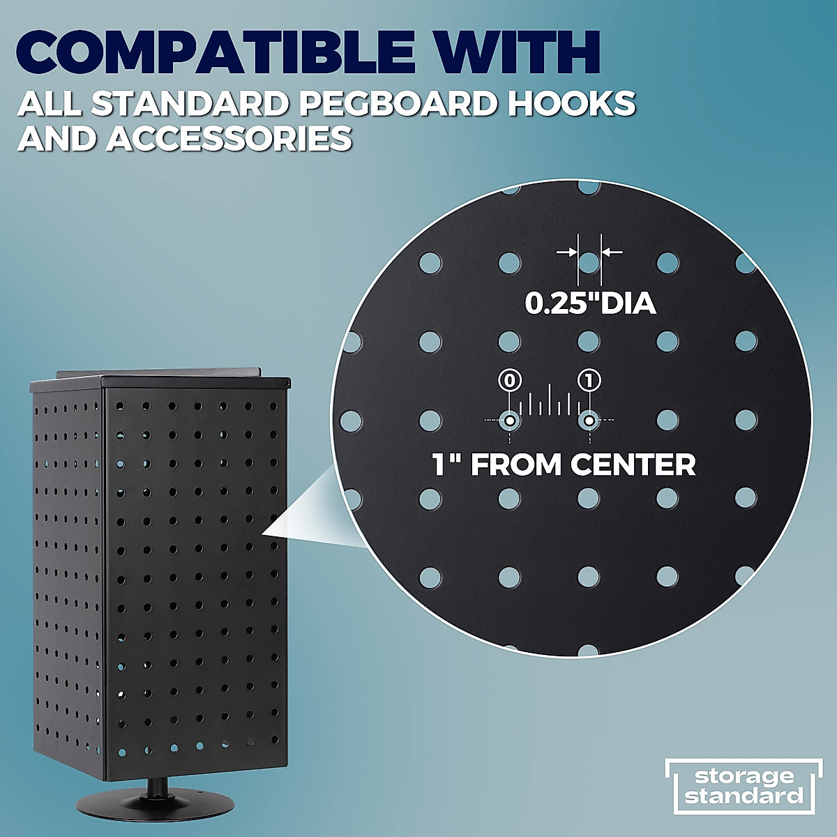 Storage Standard Metal Spinning Peg Board Displays - 17" Earring Display Stand for Retail & Shows, Black Jewelry Stands - 4-Sided Craft Keychain Rack Necklace Holder