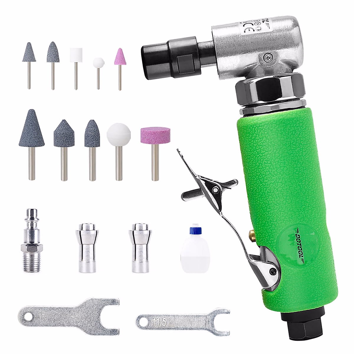 DOTOOL Air Right Angle die Grinder，1/4'' Angle Die Grinder，22000 RPM ， Pneumatic 90 Degree Die Grinder with 1/4" and 1/8" Collets for Grinding, Polishing, Cutting and More