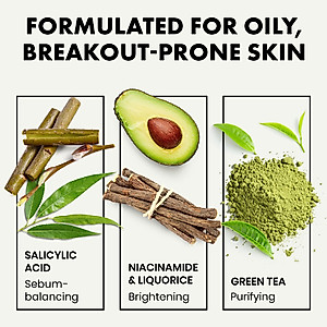 BLEMISH-FIGHTING Acne Face Wash - Salicylic Acid Cleanser with Niacinamide, Vitamin E & Green Tea, Salicylic Acid Face Wash, Facewash Pore Cleanser for Women & Men, Foaming Cleanser For Regular & Oily