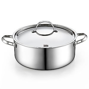 Cooks Standard Multi-Ply Clad Stainless Steel Stock Pot, 7-Quart Pasta Cooking Canning Dutch Oven Pot with Lid, Deep Stockpot Induction Cookware