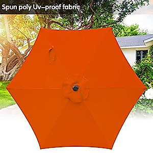 Aok Garden 7.5 ft Patio Umbrella Outdoor Market Umbrella Tilt Button and Crank 6 Ribs for Deck Lawn Pool& Backyard -Orange
