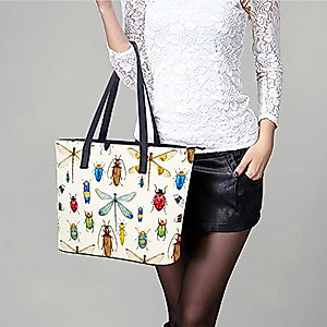 Womens Handbag Dragonfly Ladybird Pattern Leather Tote Bag Top Handle Satchel Bags For Lady