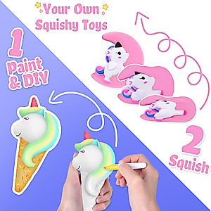 Unicorn Gifts Toys for Girls, Unicorn Arts and Crafts Painting Kit, 6 Slow-Rise Unicorns Squishies DIY Kit, Bergmoer Gifts for Girls Christmas Birthday Toys Gift for Kids Ages 4, 5, 6, 7, 8 Years Old