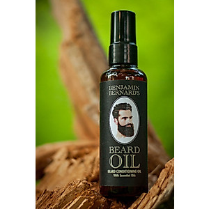 Benjamin Bernard Beard Oil - Beard Grooming Conditioner Oil for Men Encourage Healthy Beard Growth, Well-Groomed Style - Lightly Scented, Contains Jojoba, Almond Oil - Vegan Beard Care 3.38 Fl.oz