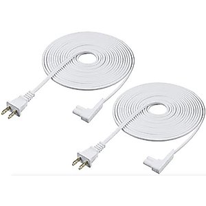 Vebner 16-Foot 2-Pack Power Cord Compatible with Sonos One, Sonos One SL, Sonos Play-1 Speakers - Power Plug Cable (Extra Long, White)